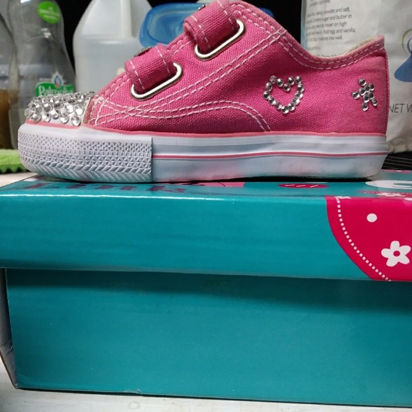 Shoes | Cute As A Button Velcro And Bling Sneakers Size 7 | Poshmark